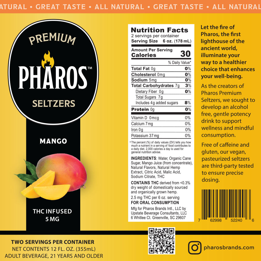 Mango THC-Infused Sparkling Drinks (4 Pack) – Pharos Premium Infused ...